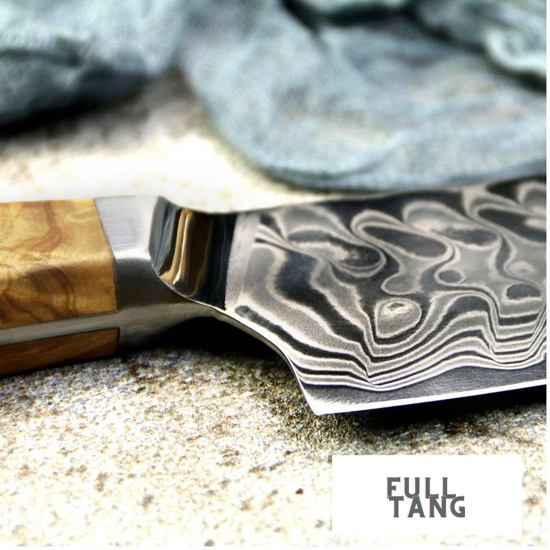 Lifespace Luxury 12" Olive Wood Handle Full Tang Damascus Blade Slaugh ...