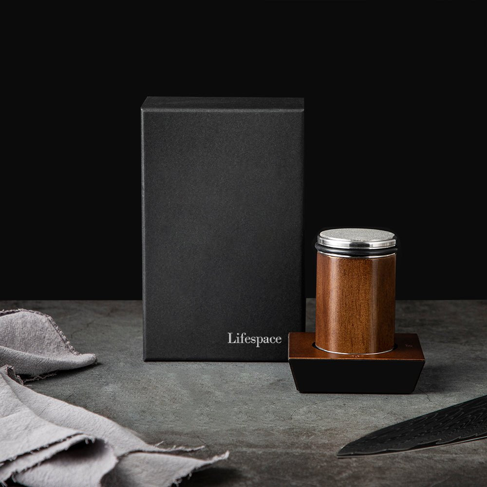 Lifespace Walnut & Alloy Rolling Knife Sharpener with 4 Blade Angles i ...
